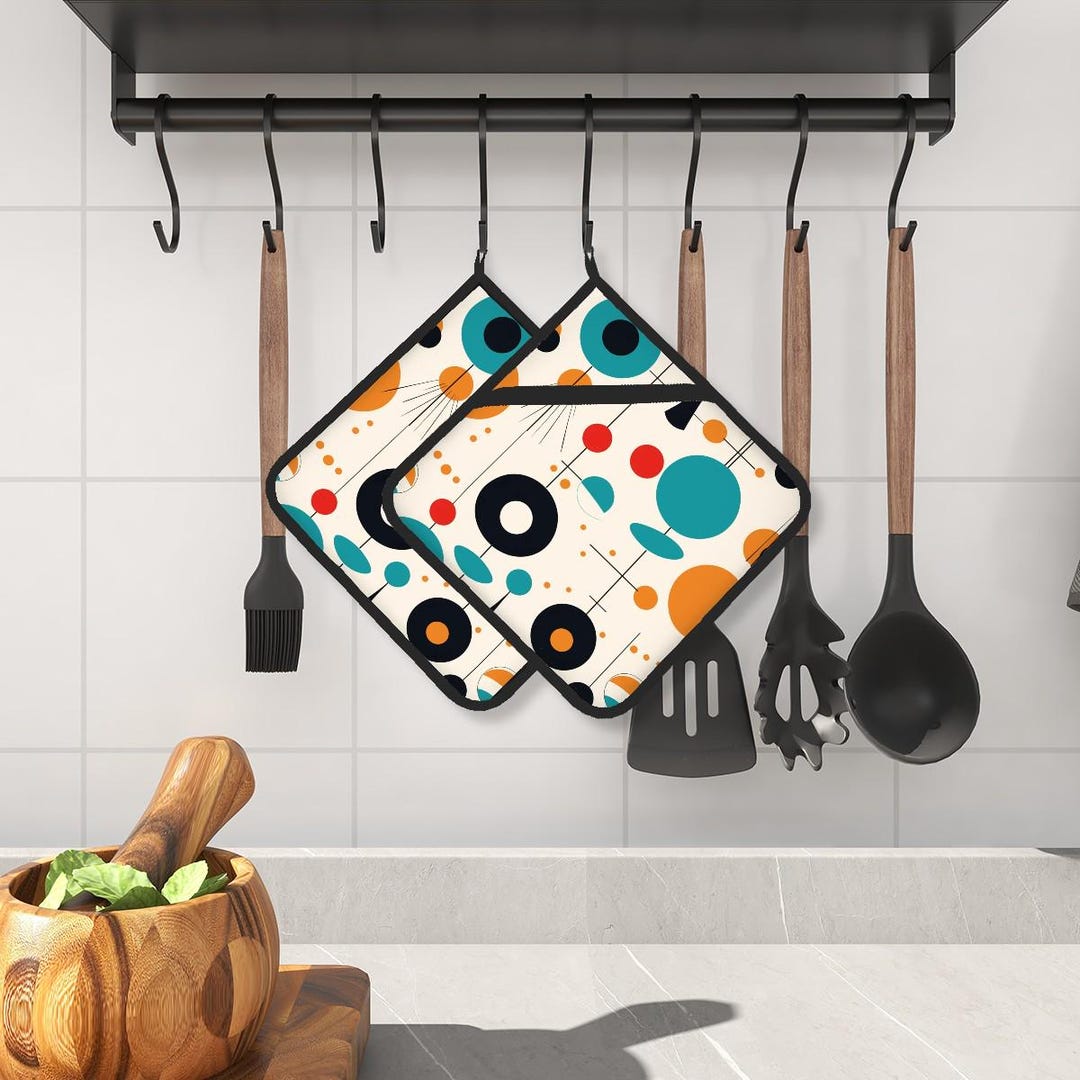 MCM Retro Hot Pads Kitschy MCM Hot Pads- Mid Mod Kitchen, 50s Kitchen ...