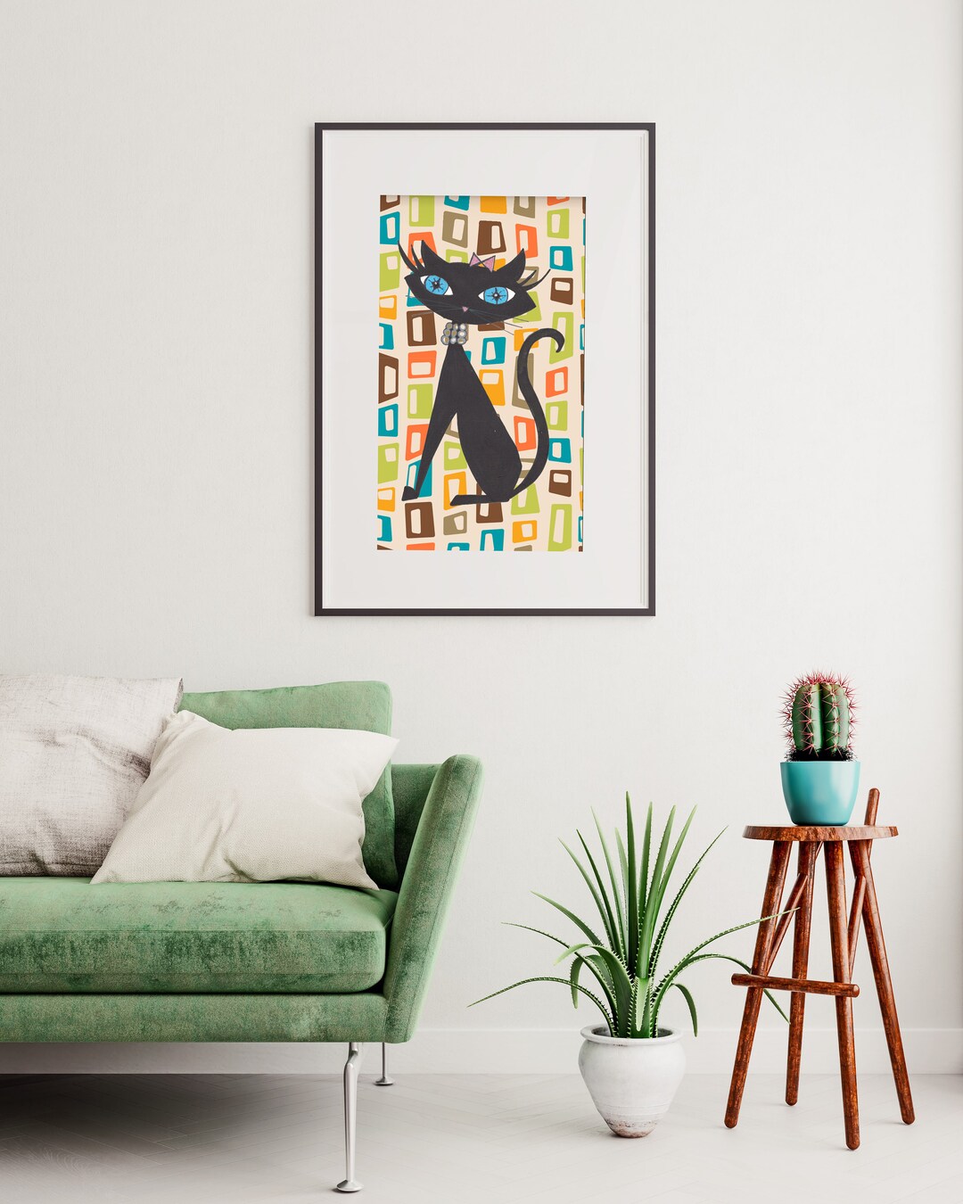 Atomic Cat in Pearls Poster - Etsy