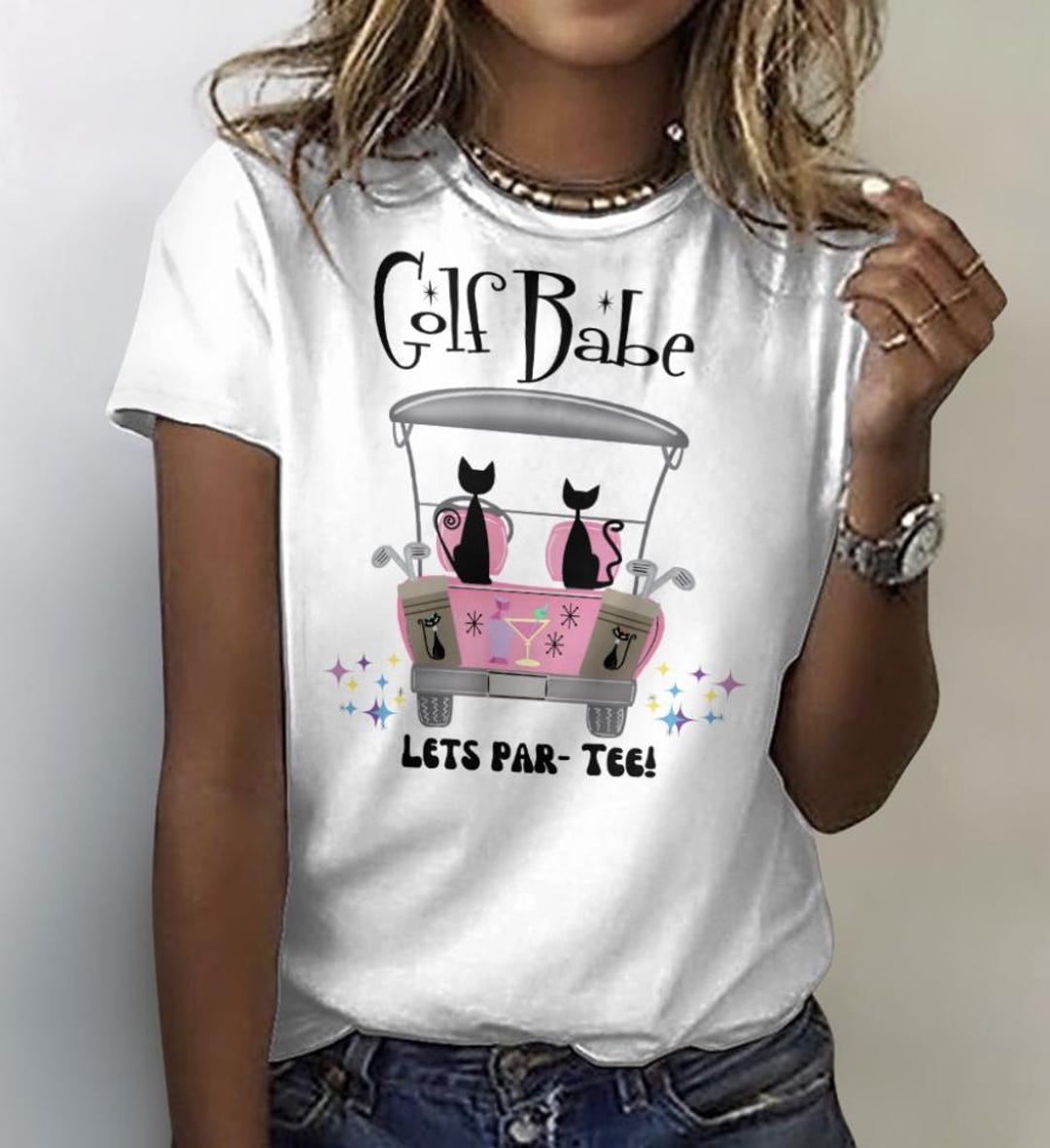 MCM Golf Shirt, Atomic Cat Lets Par Tee Golf T-shirt, Mid-century Golf ...