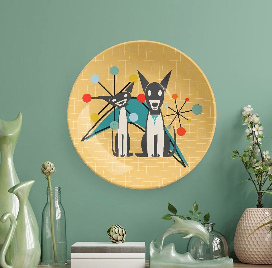MCM Atomic Dogs Decorative Plate - Etsy