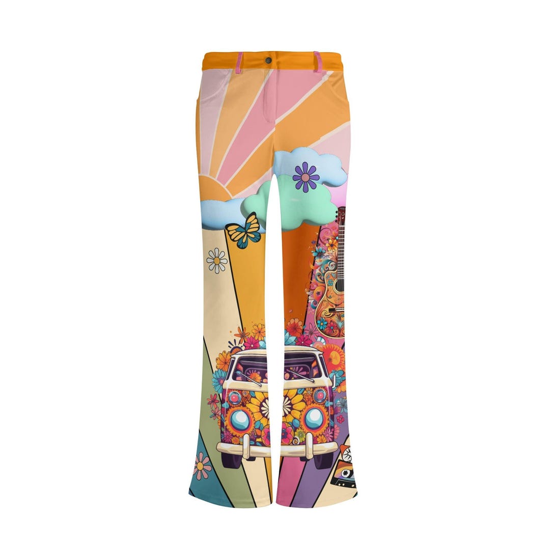 MCM Groovy Van Pants, Retro Guitar Music Pants- Pink Gold and Red ...
