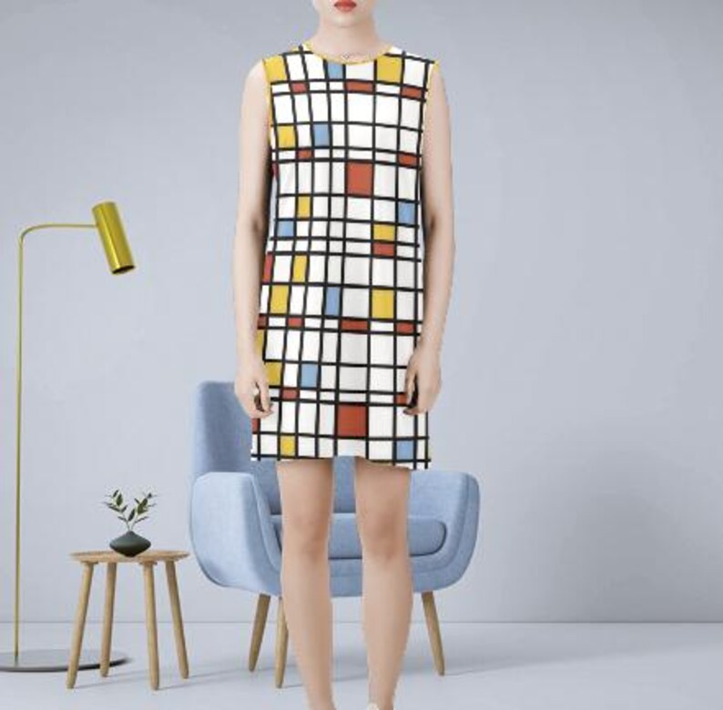 1960s Mondrian Abstract Shift Dress -groovy Red, Yellow, and Blue Mid ...
