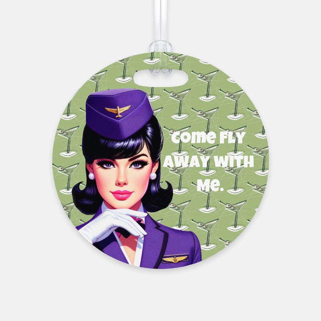 Retro Airline Stewardess Luggage Tag - Etsy