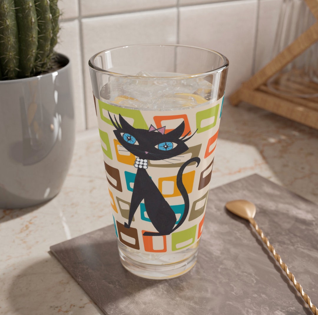 Atomic Cat Glassware Set of 4, 16 Oz - Etsy