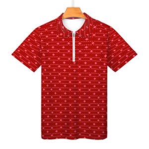MCM Retro Polo Shirt- Atomic Groovy Design Slim Fit Zipper Polo Shirts ...