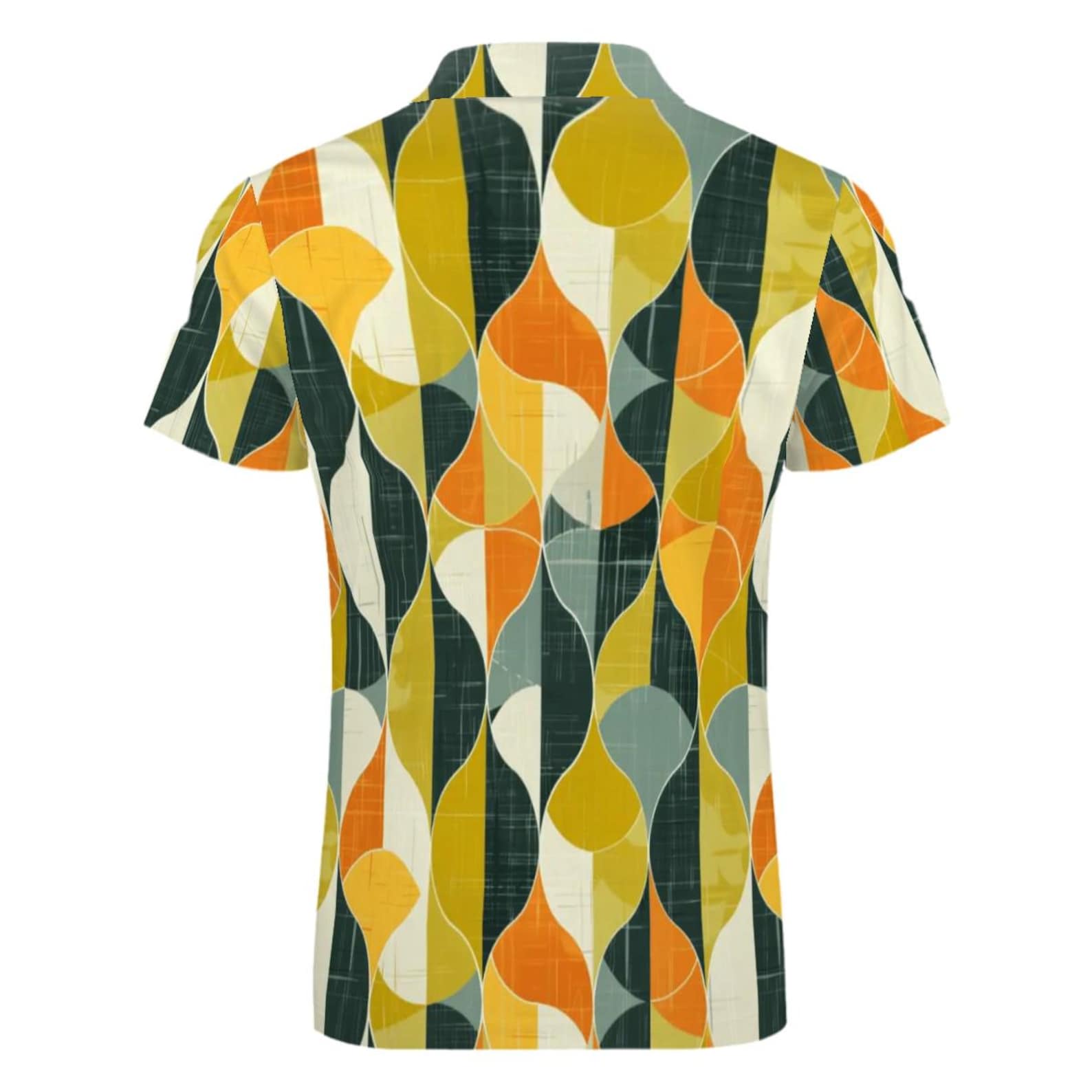 MCM Retro Polo Shirt- Atomic Groovy Design Slim Fit Zipper Polo Shirts ...