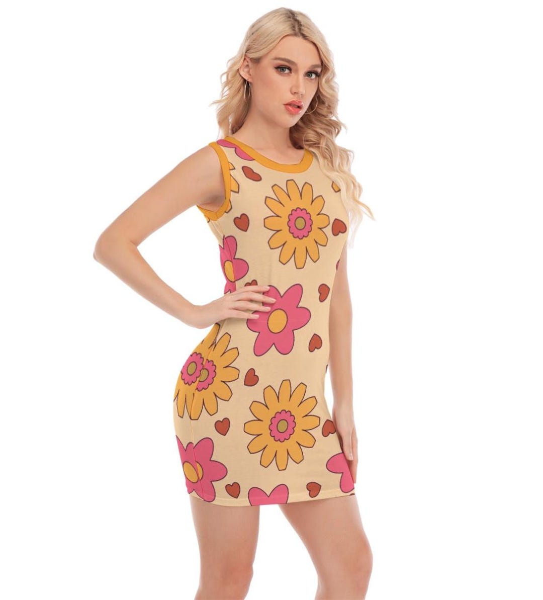 Retro Hippie Go-go Dress -flower Mini Dress, MCM Tank Dress - Etsy