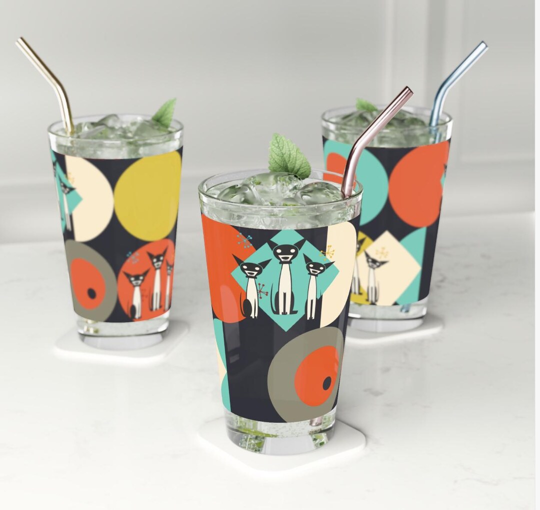 MCM Atomic Dog Glassware 1/2/4 Pc Set, MCM Beer Glass, Retro Dogs ...