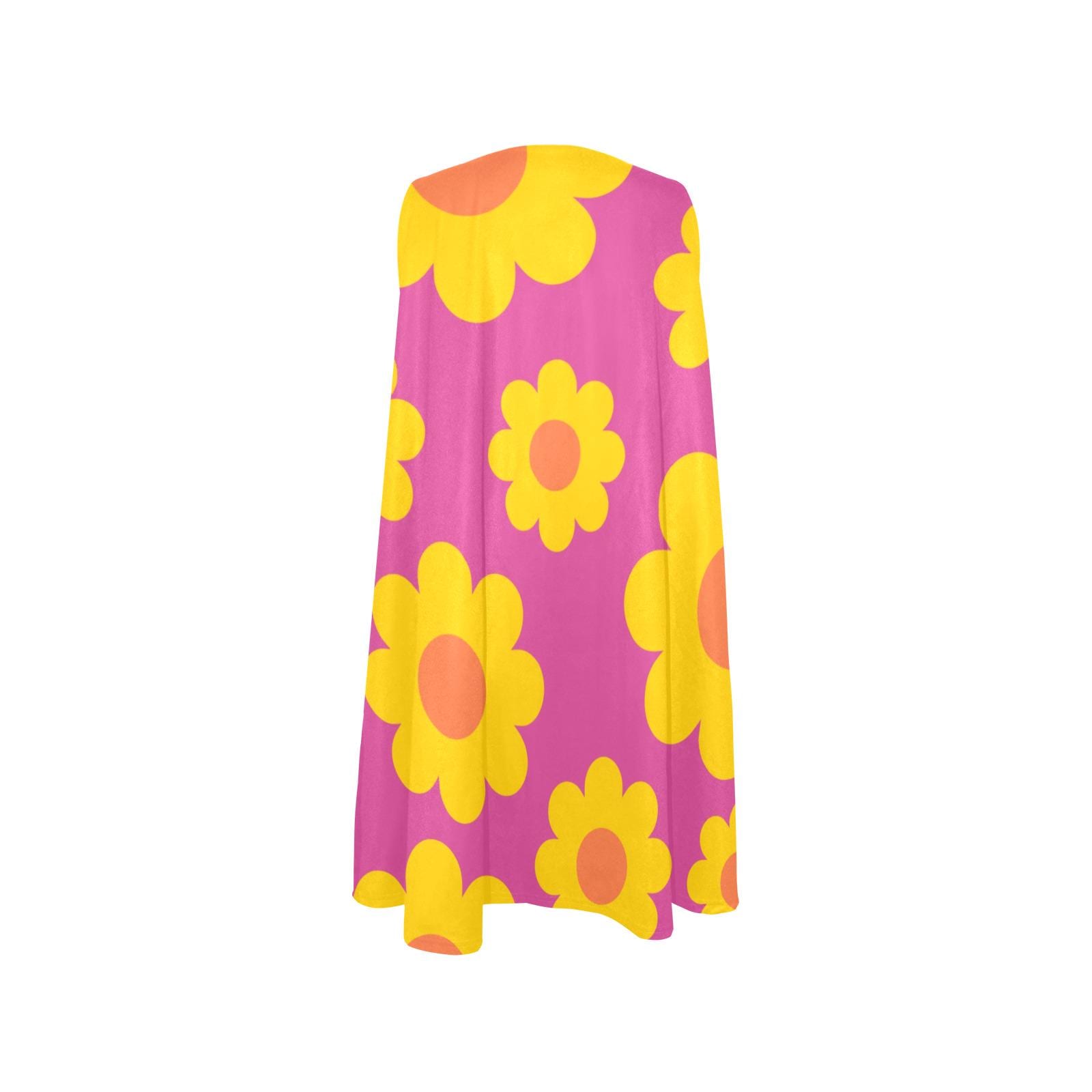 Groovy Flower Power Hippie Sleeveless A-line Pocket Dress- Mid Mod ...