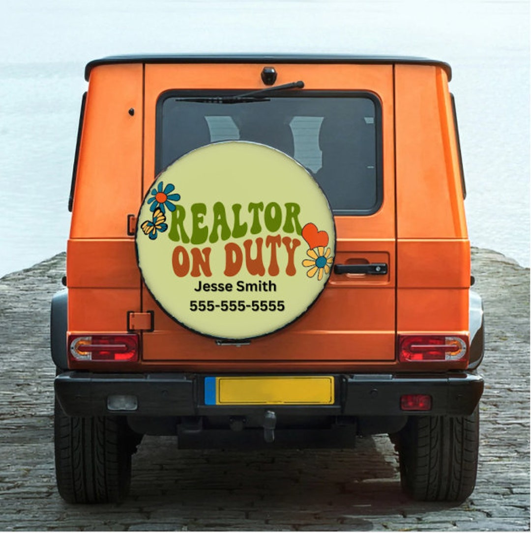 MCM Groovy Retro Realtor Tire Cover - Etsy