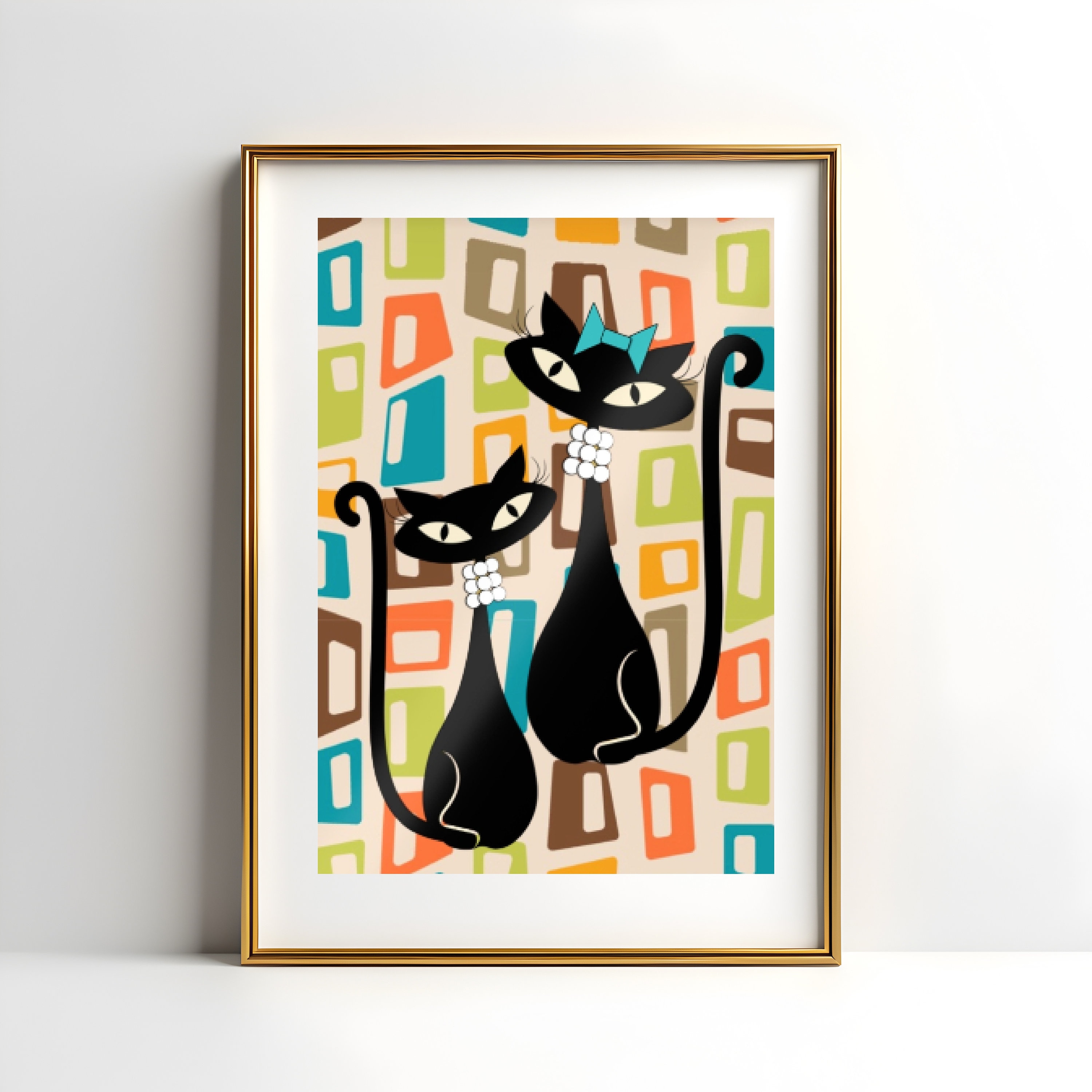 Atomic Cat in Pearls Poster - Etsy