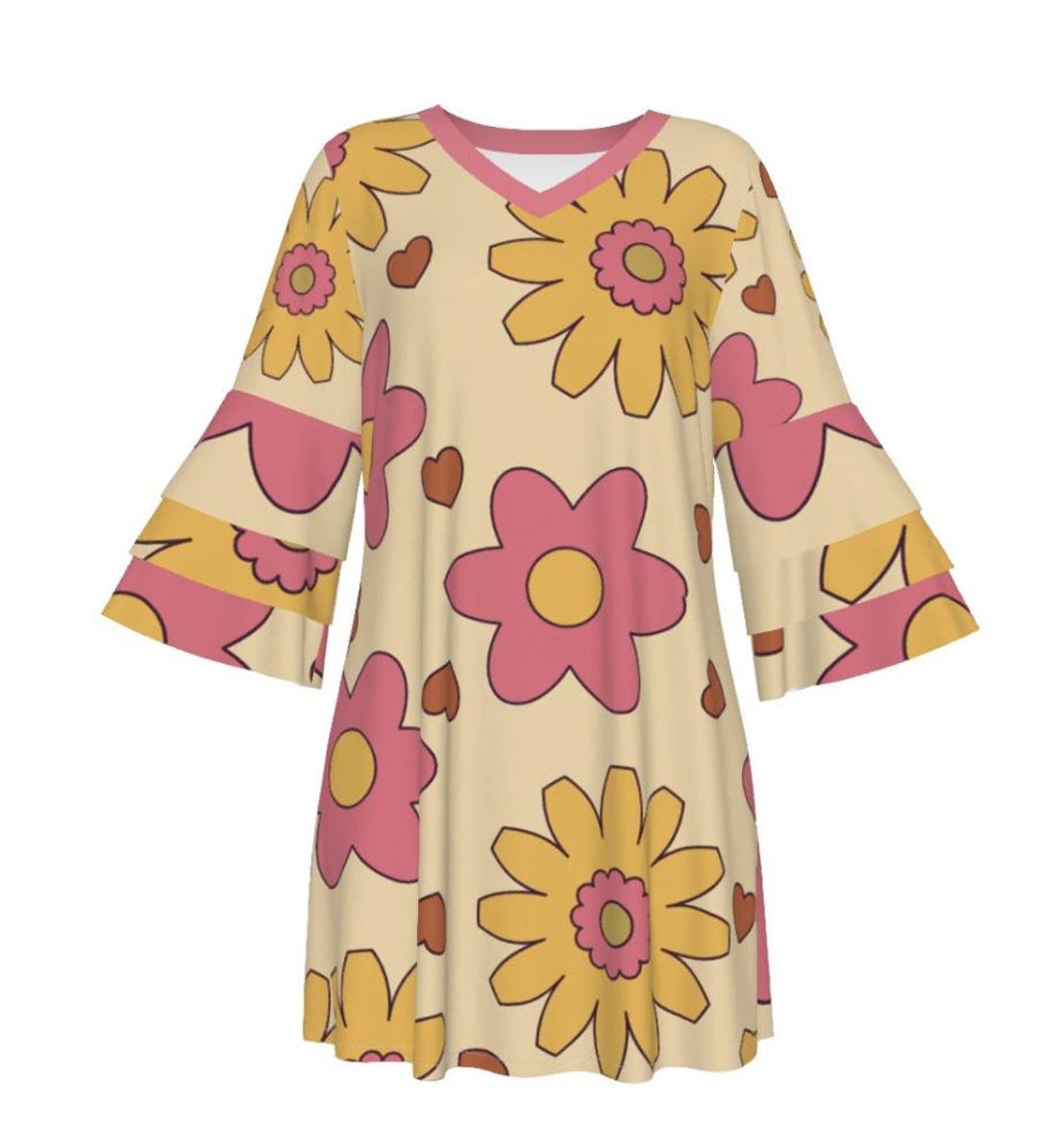 Retro Hippie Go-go Dress -flower Mini Dress, MCM Tank Dress - Etsy