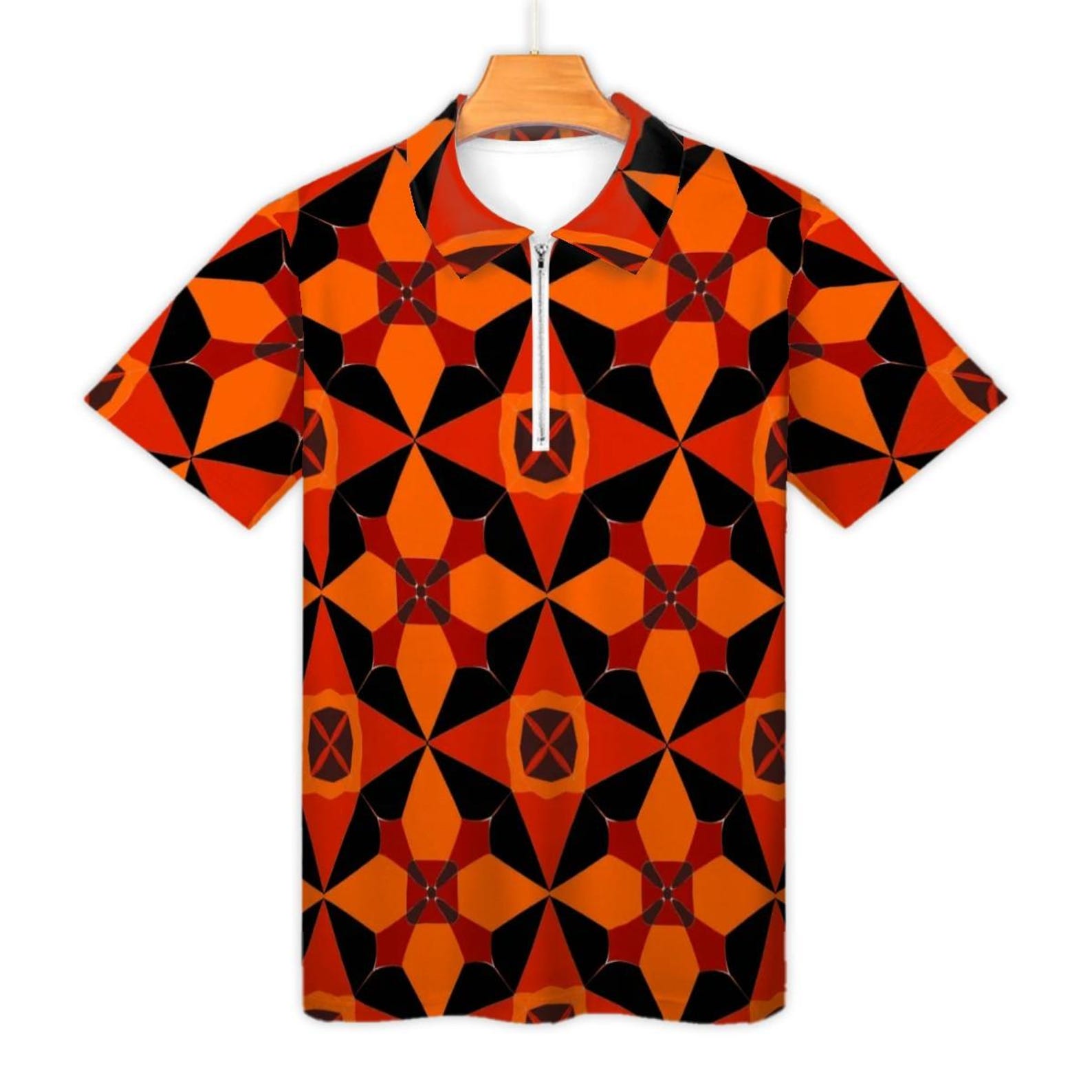MCM Retro Polo Shirt - Atomic Design Groovy Slim Fit Zipper Polo Shirts ...