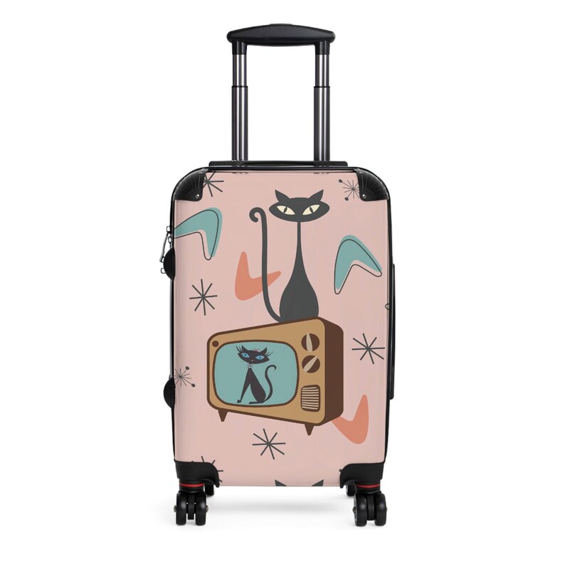 Atomic Cat Luggage, MCM Cabin Suitcase, Mid Century Modern Pink Luggage ...