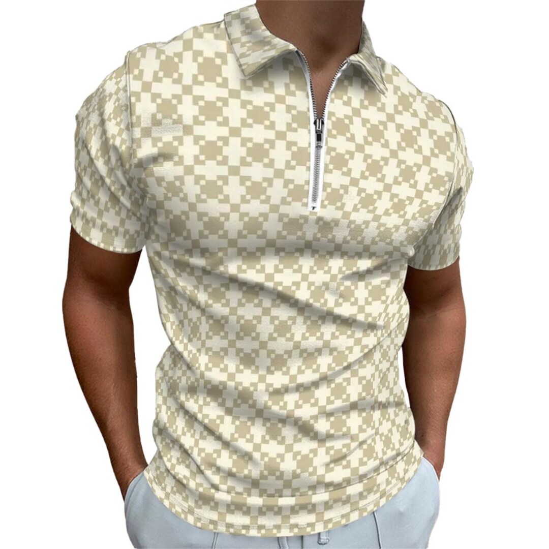 MCM Retro Polo Shirt- Atomic Groovy Design Slim Fit Zipper Polo Shirts ...