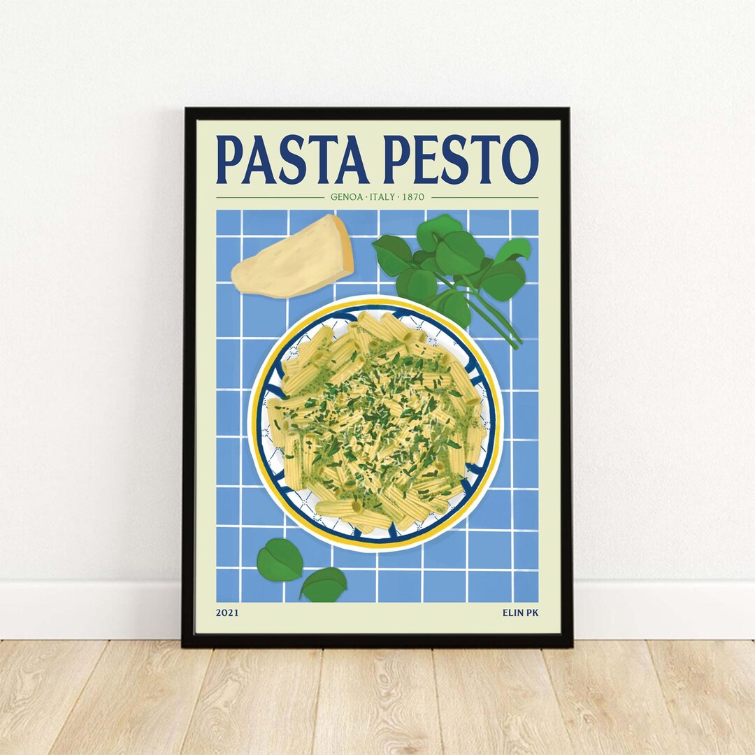 Pasta Pesto Poster Retro Funny Wall Art Decor for Kitchen - Etsy