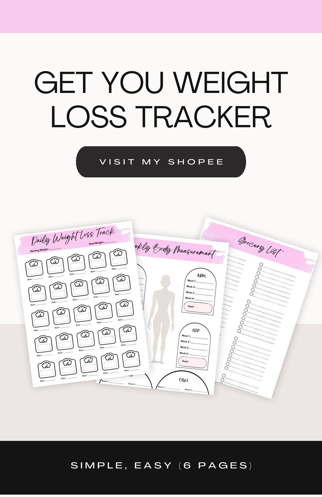 Printable PDF Simple Weight Loss Tracker - Etsy
