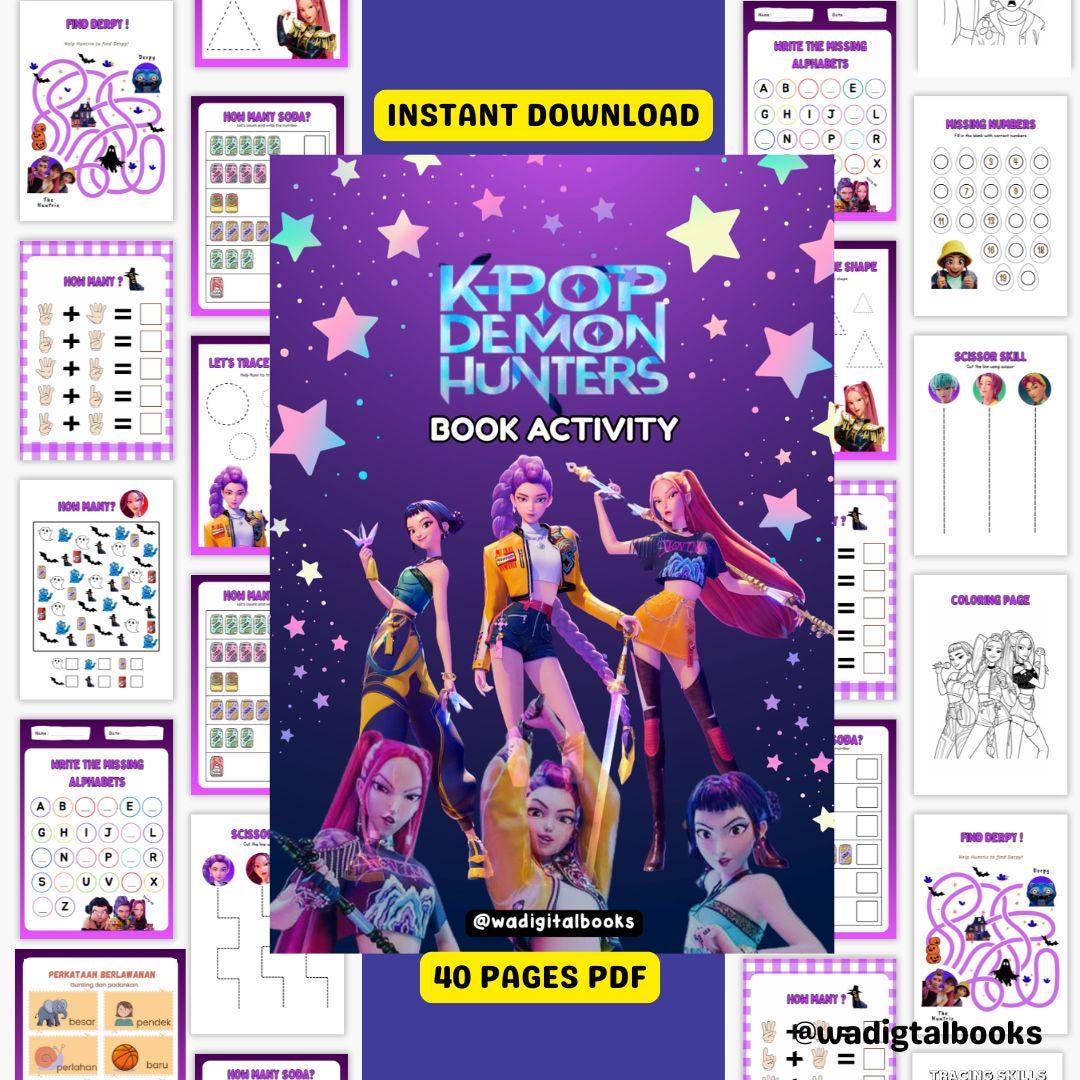 Printable PDF Kpop Demon Hunters Huntrix Saja Boys Activity Book Kids ...