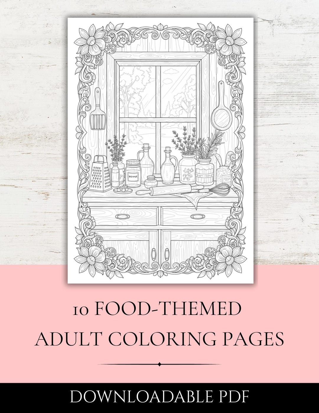 Pretty Food Themed Adult Coloring Pages - Etsy
