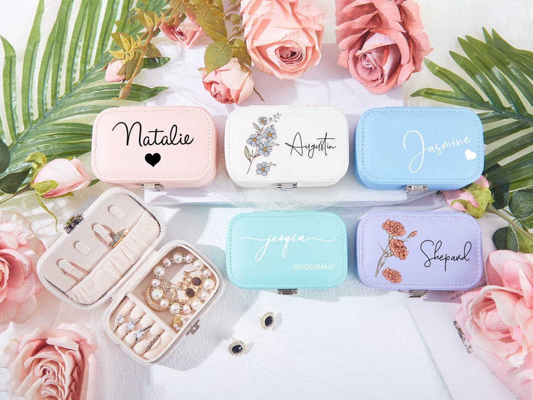 Custom Name Jewelry Box,personalised Leather Jewelry Storage Organizer ...