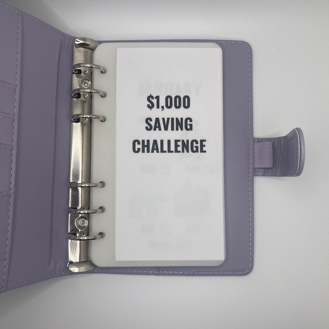 1000 Savings Challenge Set | 12 Laminated Vellum Cash Envelopes W Cover ...