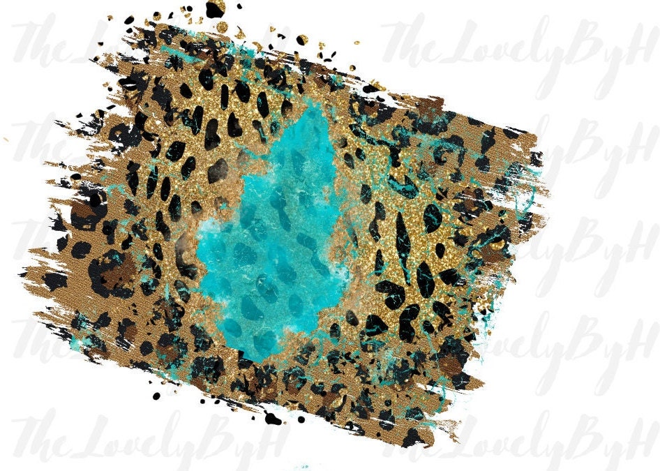 Teal Leopard Patches 30ct- Leopard Print Patches, Leopard PNG Patches ...