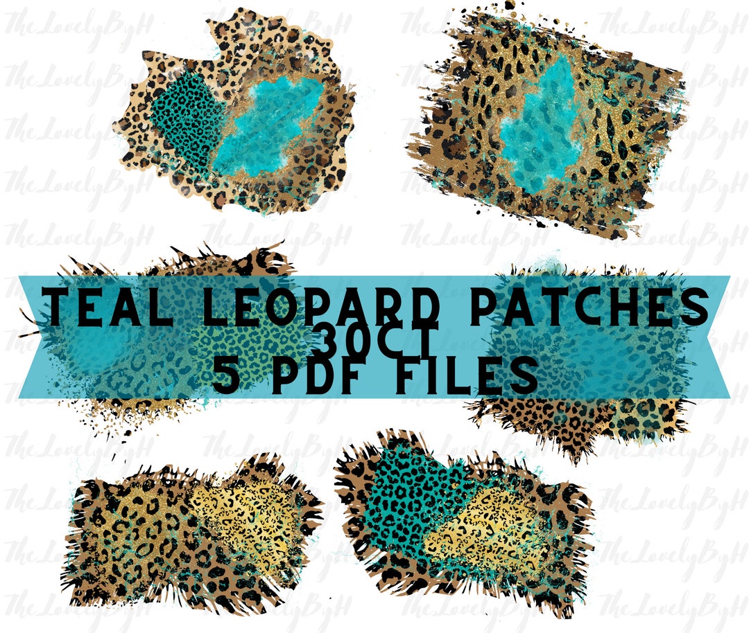 Teal Leopard Patches 30ct- Leopard Print Patches, Leopard PNG Patches ...