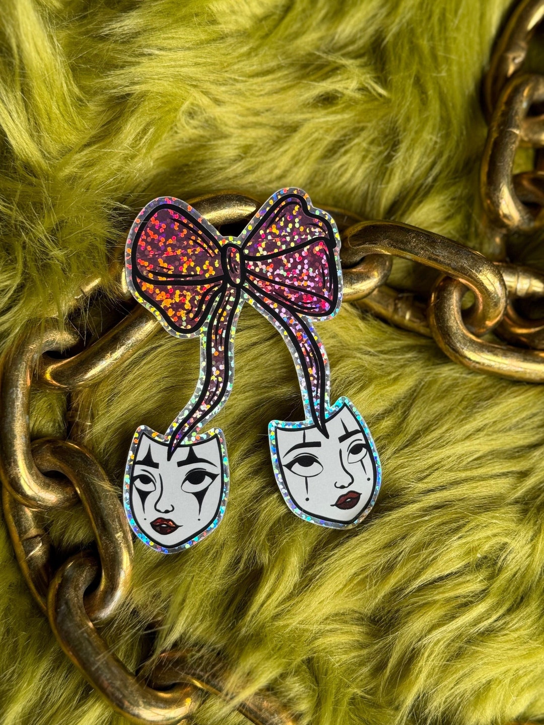 Sad Clown Mask Bow Sticker - Etsy