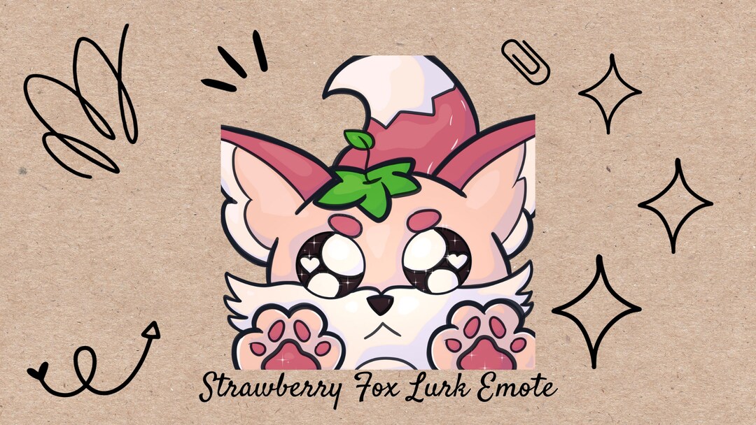 Strawberry Fox Lurk Emote for Twitch, Discord, Etc - Etsy