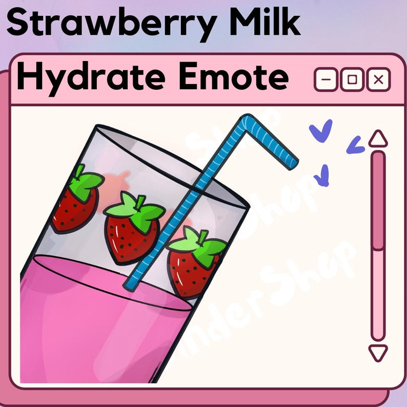 Kawaii Strawberry Milk Hydrate/slurp Emote or Badge for Twitch, Discord ...