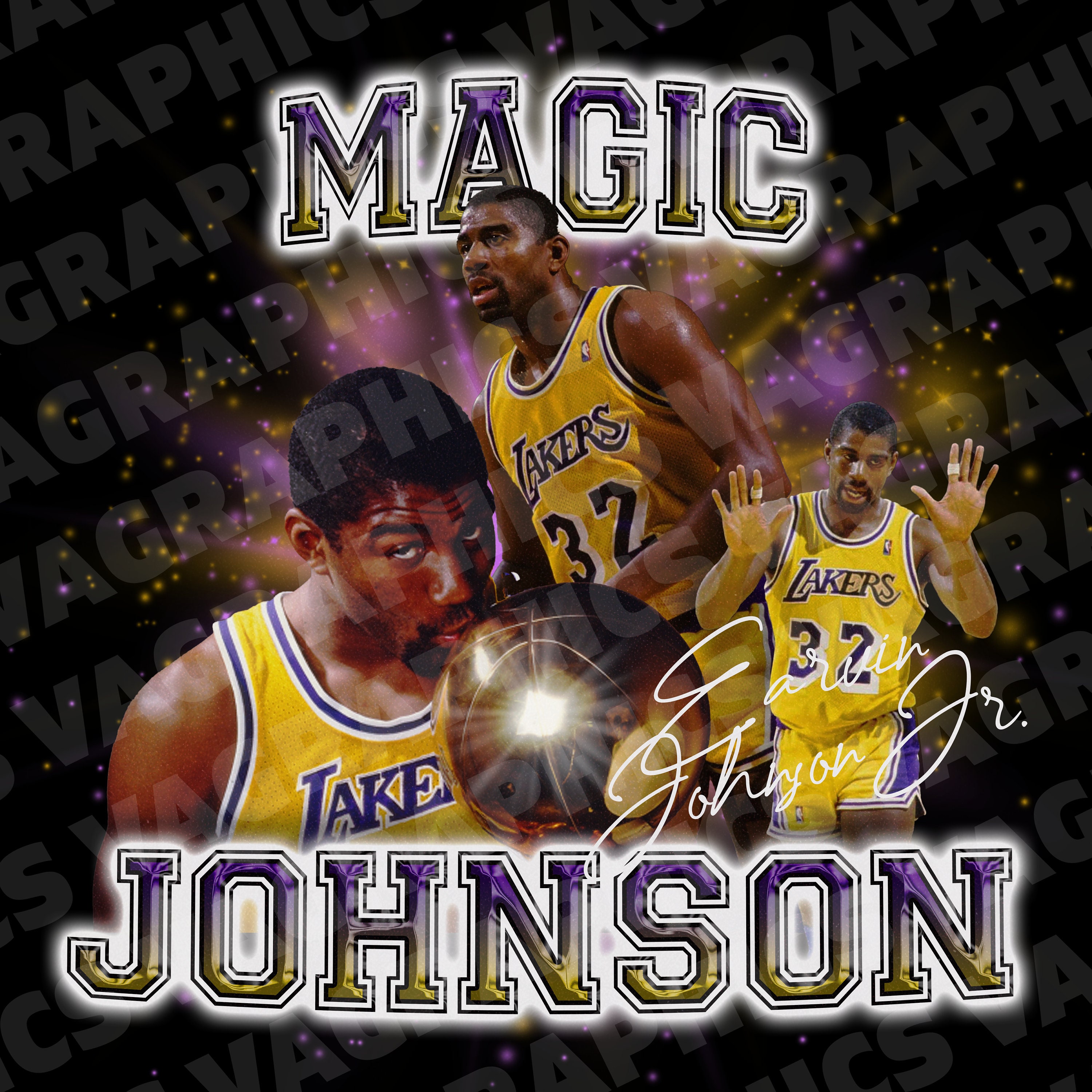 Magic Johnson Png RAP Bootleg T-shirt Design Digital File, 300 DPI, PNG ...