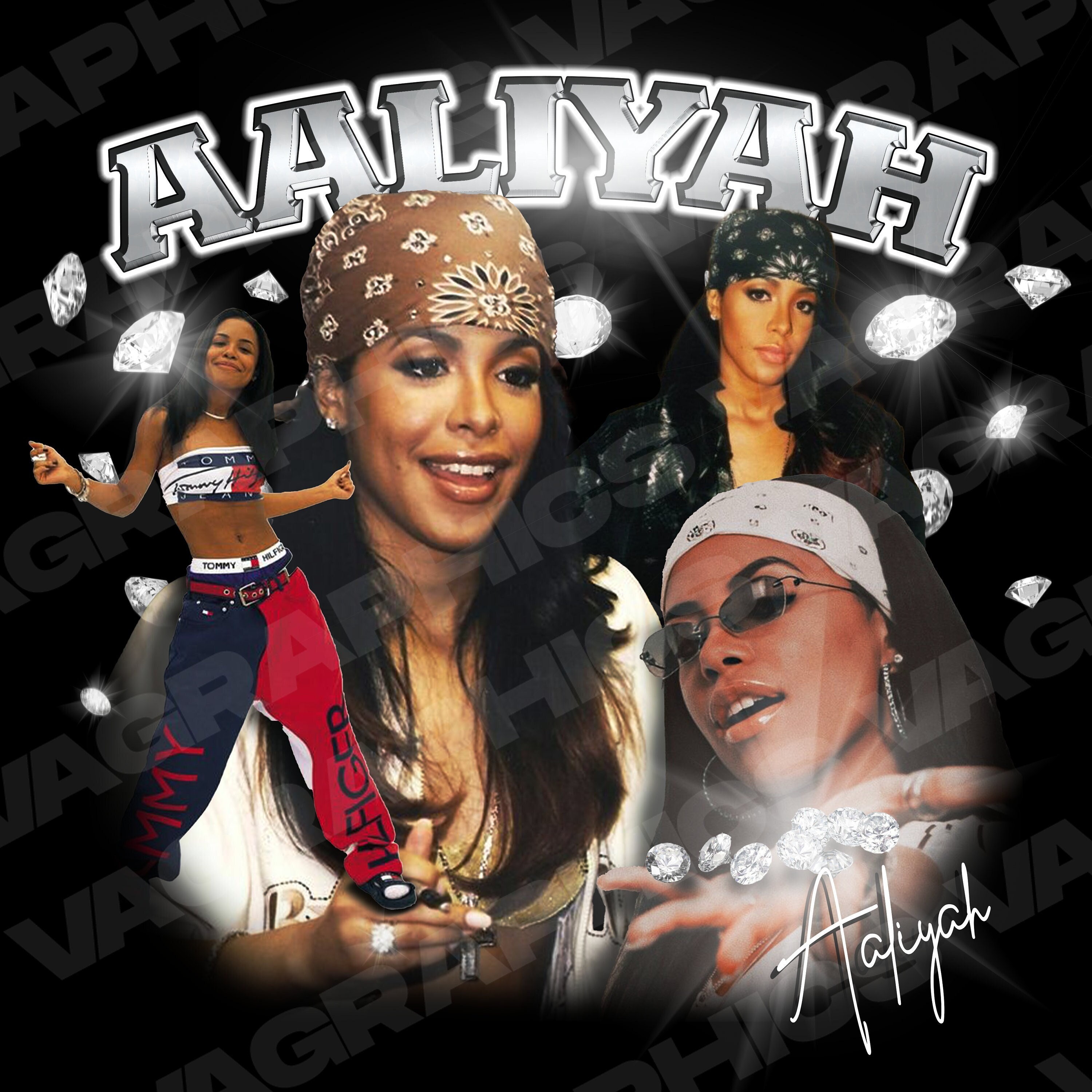 Aaliyah Png RAP Bootleg T-shirt Design Digital File, 300 DPI, PNG File ...