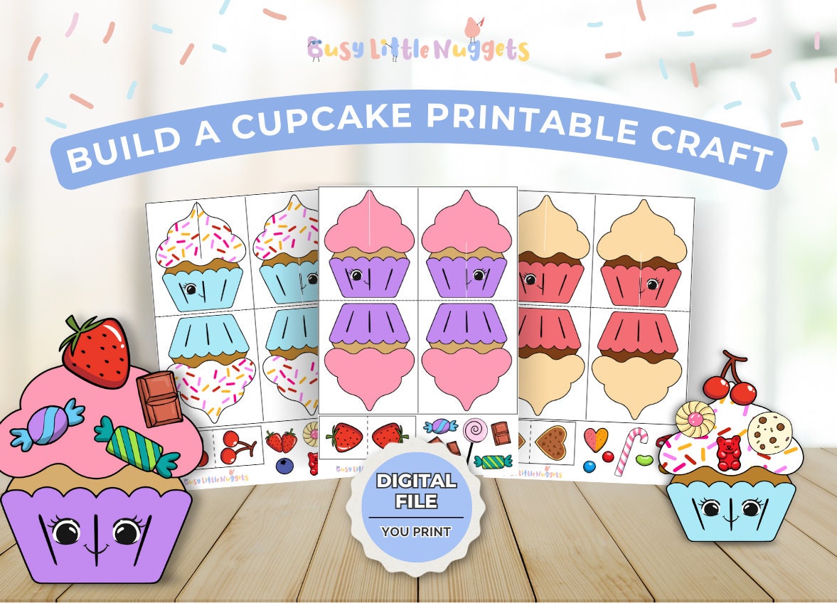 Cupcakes Printable Craft Activity for Kids, Cupcake Craft, Kids ...