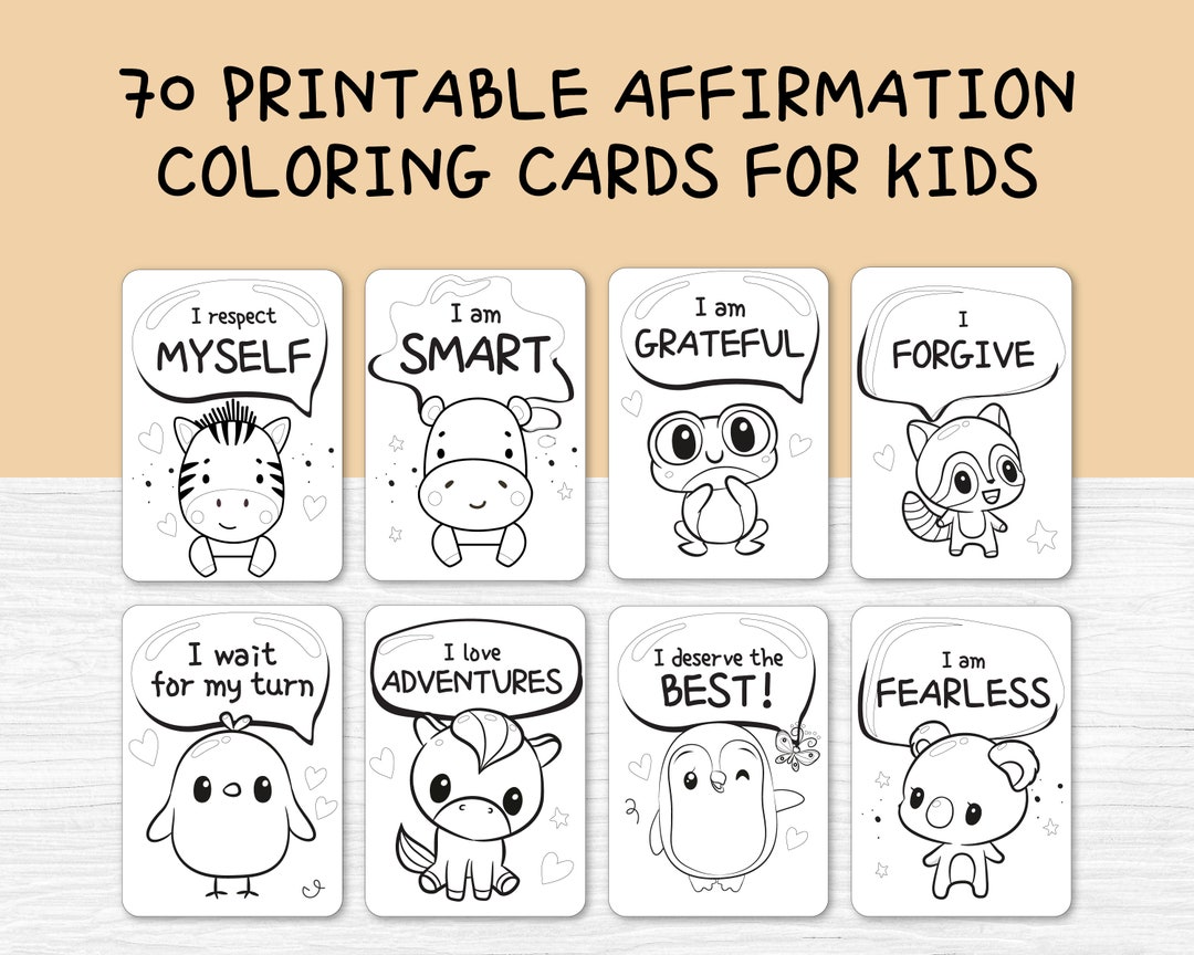 Affirmation Coloring, Affirmation Cards for Kids Printable, Mindfulness ...