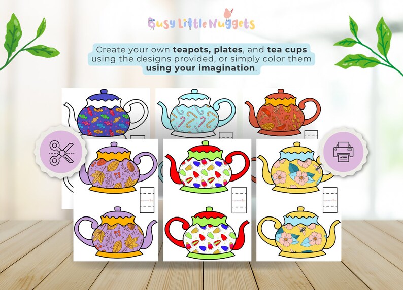 DIY Tea Party Printable Craft, DIY Craft Kid Activity, DIY Craft Adult ...