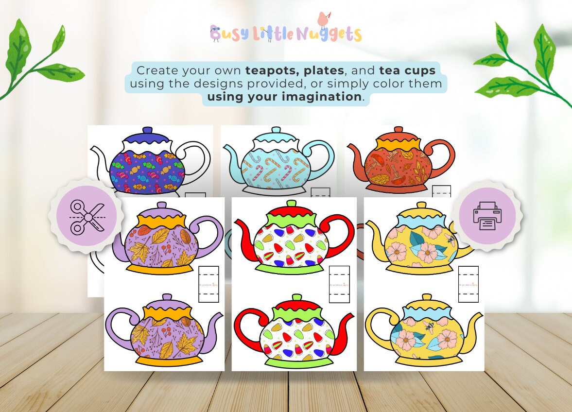 DIY Tea Party Printable Craft, DIY Craft Kid Activity, DIY Craft Adult ...