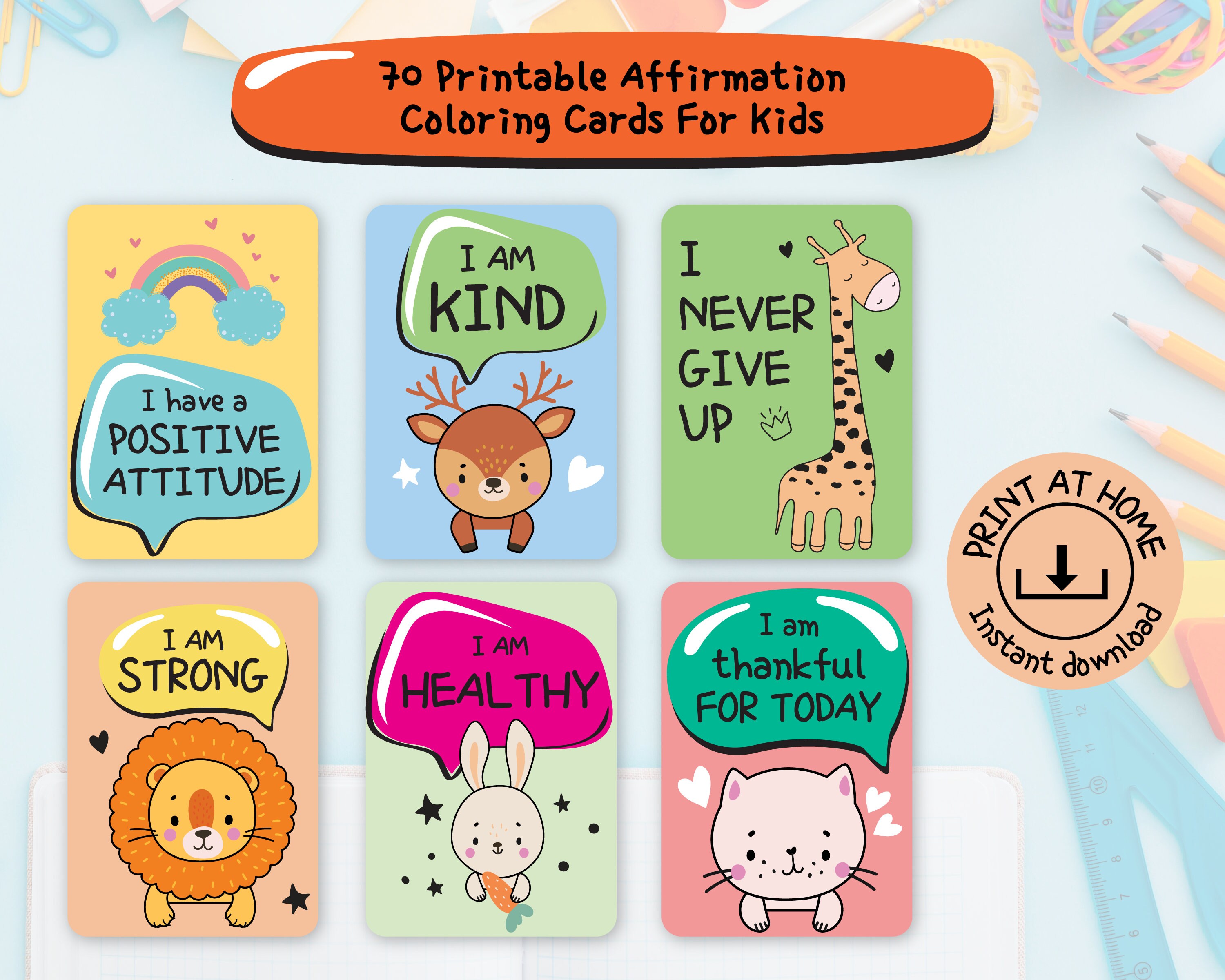Affirmation Cards for Kids, Positive Affirmation Cards, Printable ...