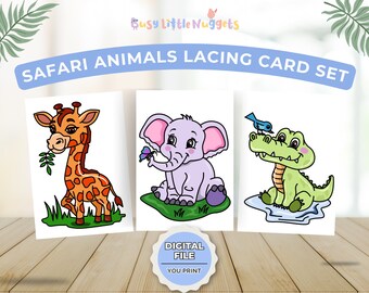 Arctic Animals Lacing Card Set, Large Format, Preschool Fine Motor ...