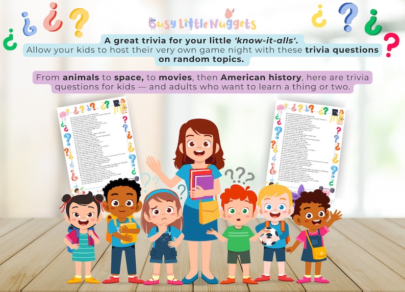 500 Kids' Trivia Questions, Fun Printable Game (PDF) - Etsy