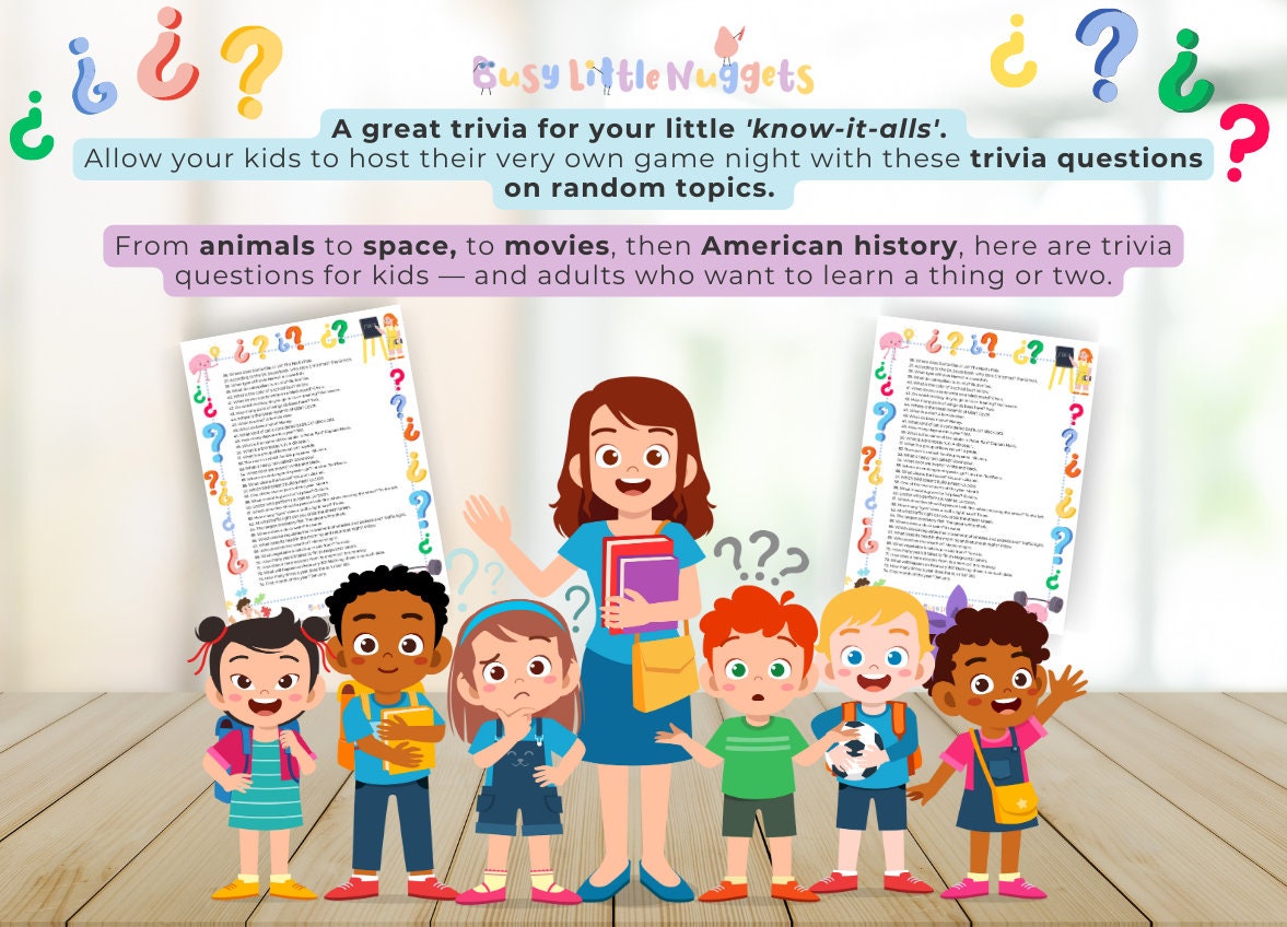 Kid's Trivia Questions, Birthday Activity, Class Games, Kids Quiz, Kid ...
