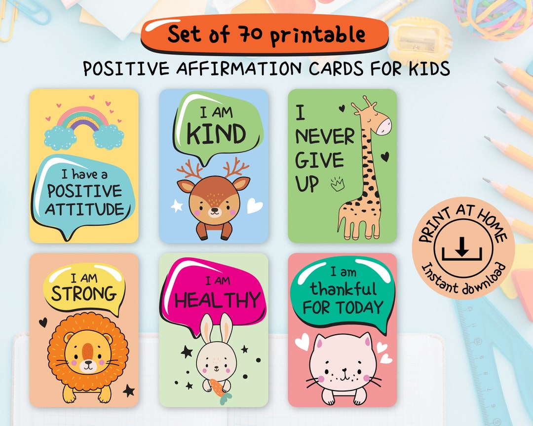 Affirmation Cards for Kids, Positive Affirmation Cards, Printable ...