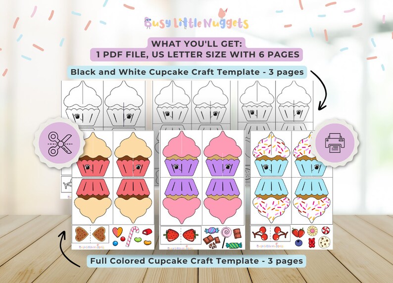 Cupcakes Printable Craft Activity for Kids, Cupcake Craft, Kids ...