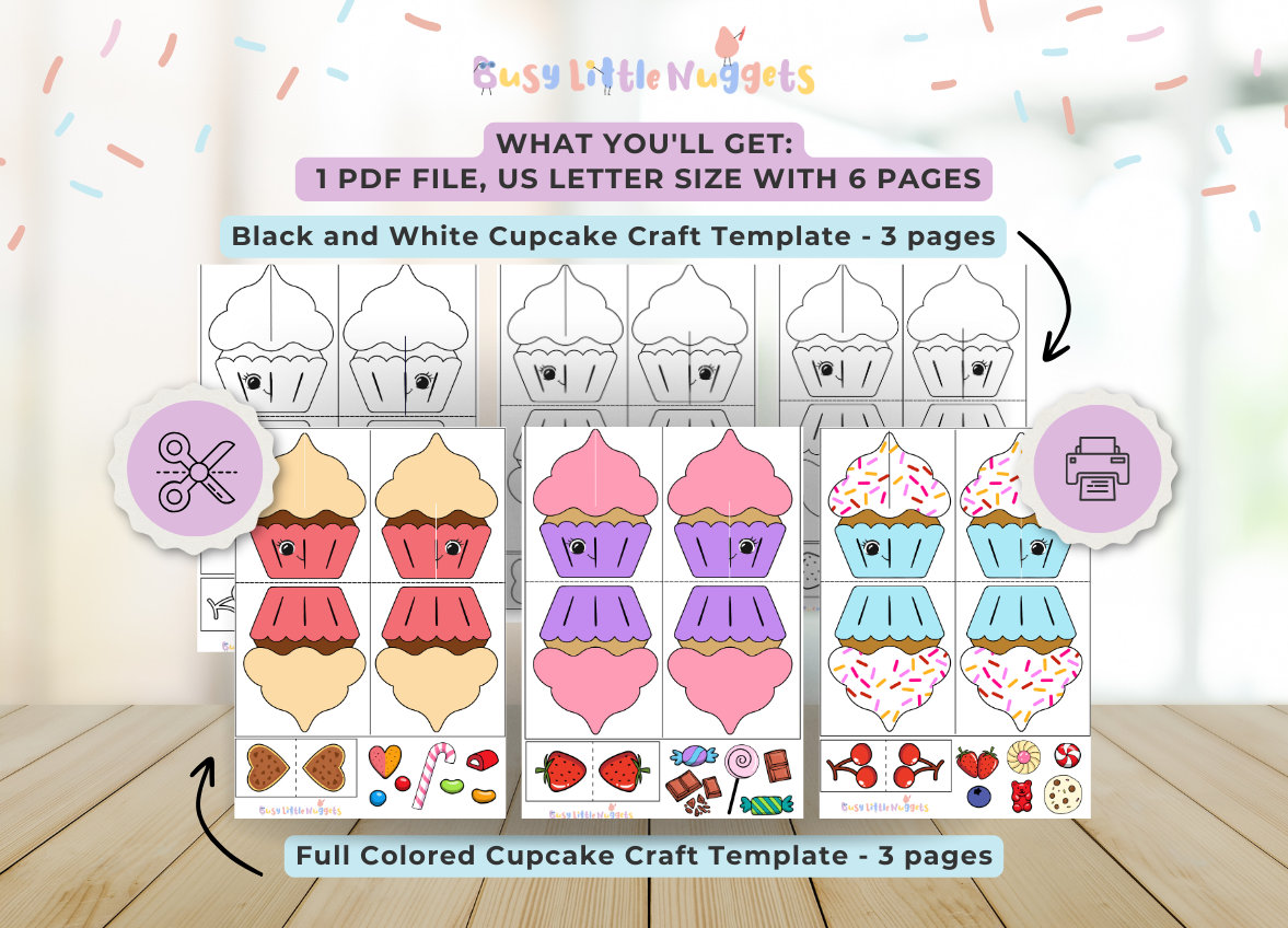 Cupcakes Printable Craft Activity for Kids, Cupcake Craft, Kids ...