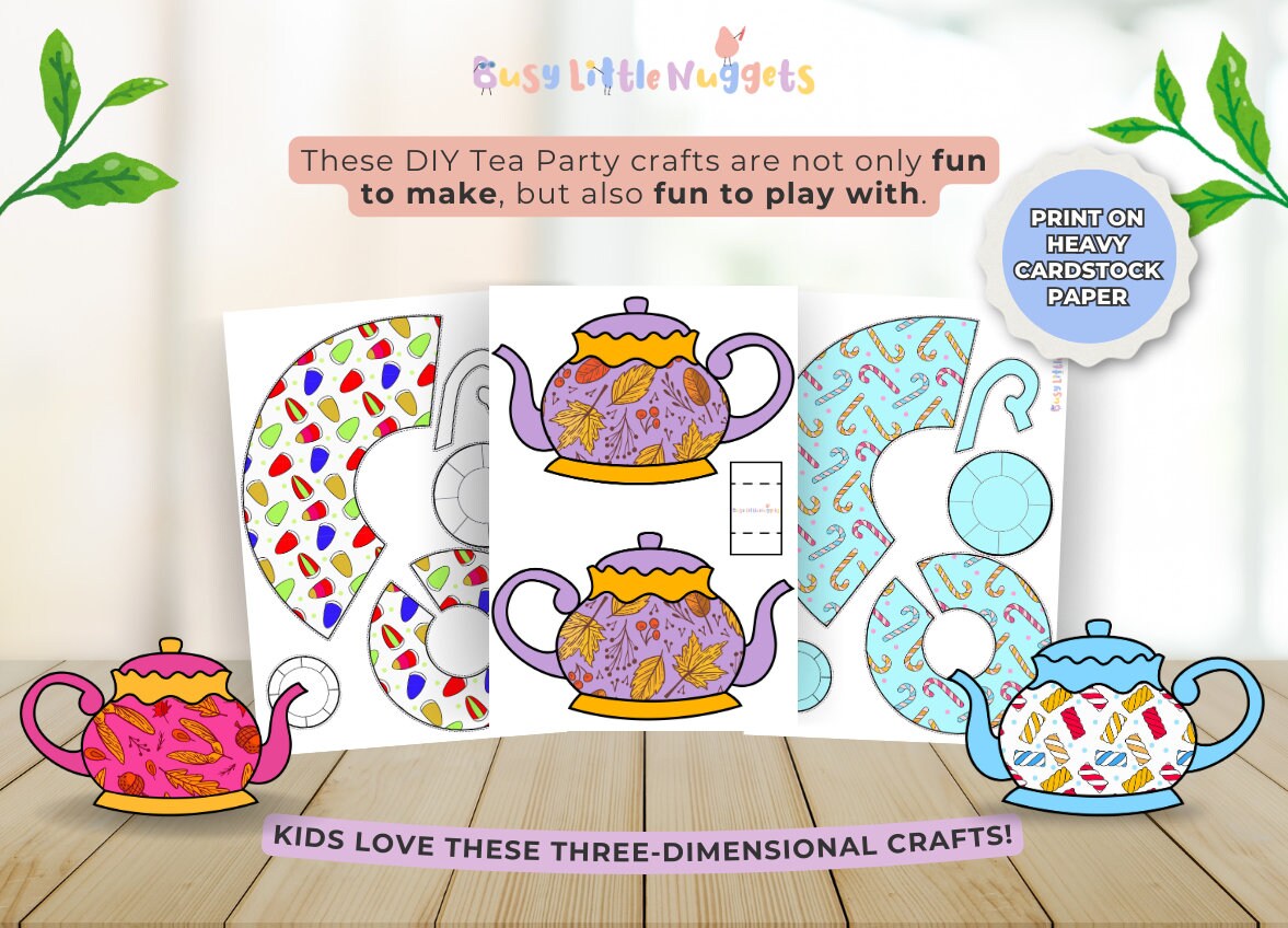 DIY Tea Party Printable Craft, DIY Craft Kid Activity, DIY Craft Adult ...