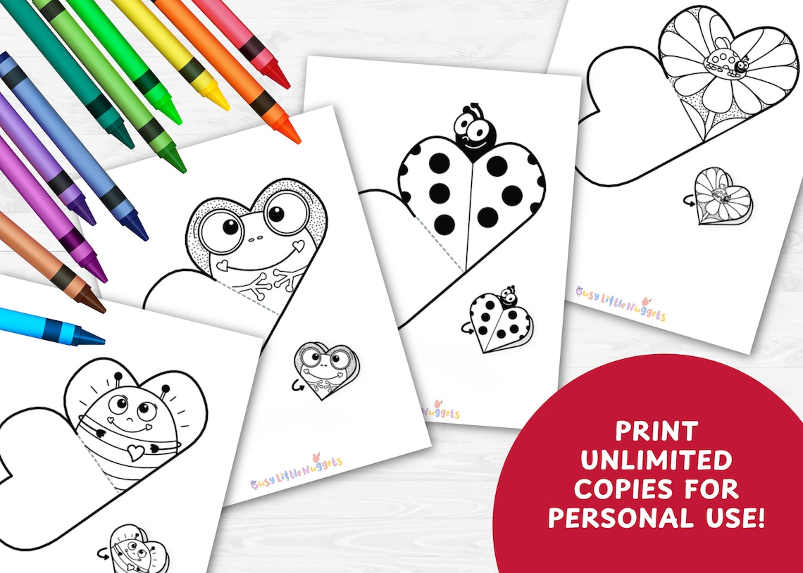 Printable Coloring Pages, Heart Coloring Cards, Kids Coloring Cards ...