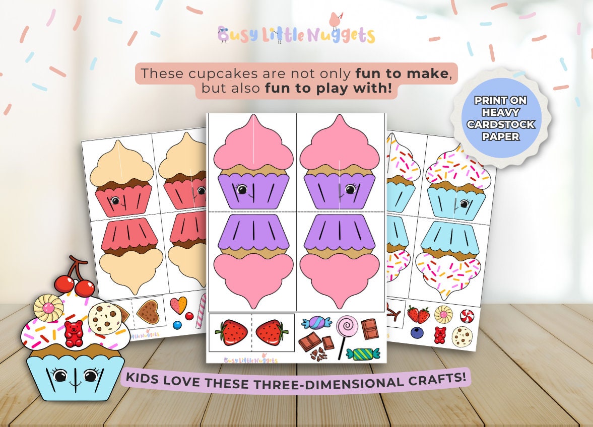 Cupcakes Printable Craft Activity for Kids, Cupcake Craft, Kids ...