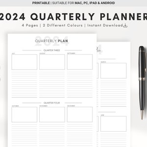 2024 Quarter Year Planner Printable PDF, Minimalist, 90-day Calendar ...