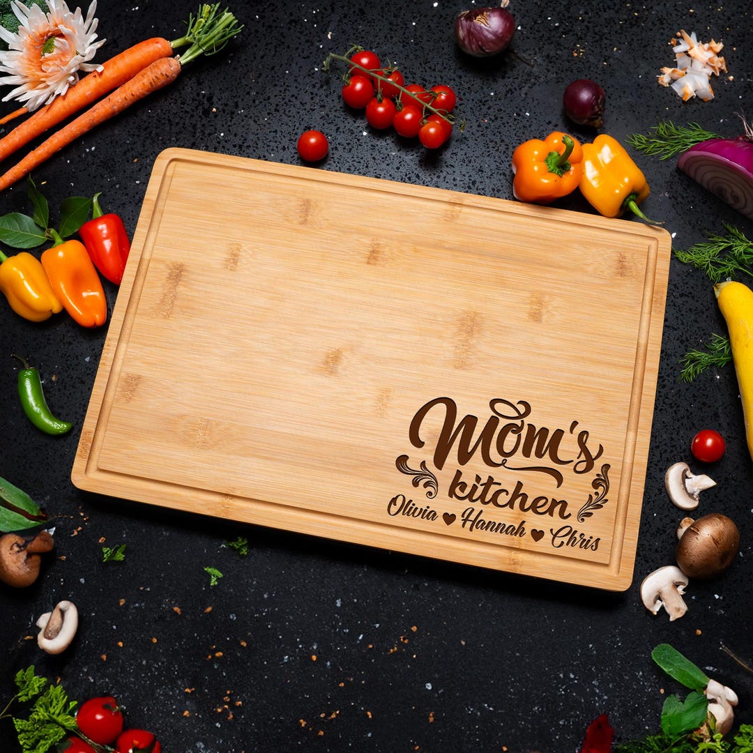 Custom Moms Kitchen Wood Cutting Board, Engraved Cutting Board Gift for ...