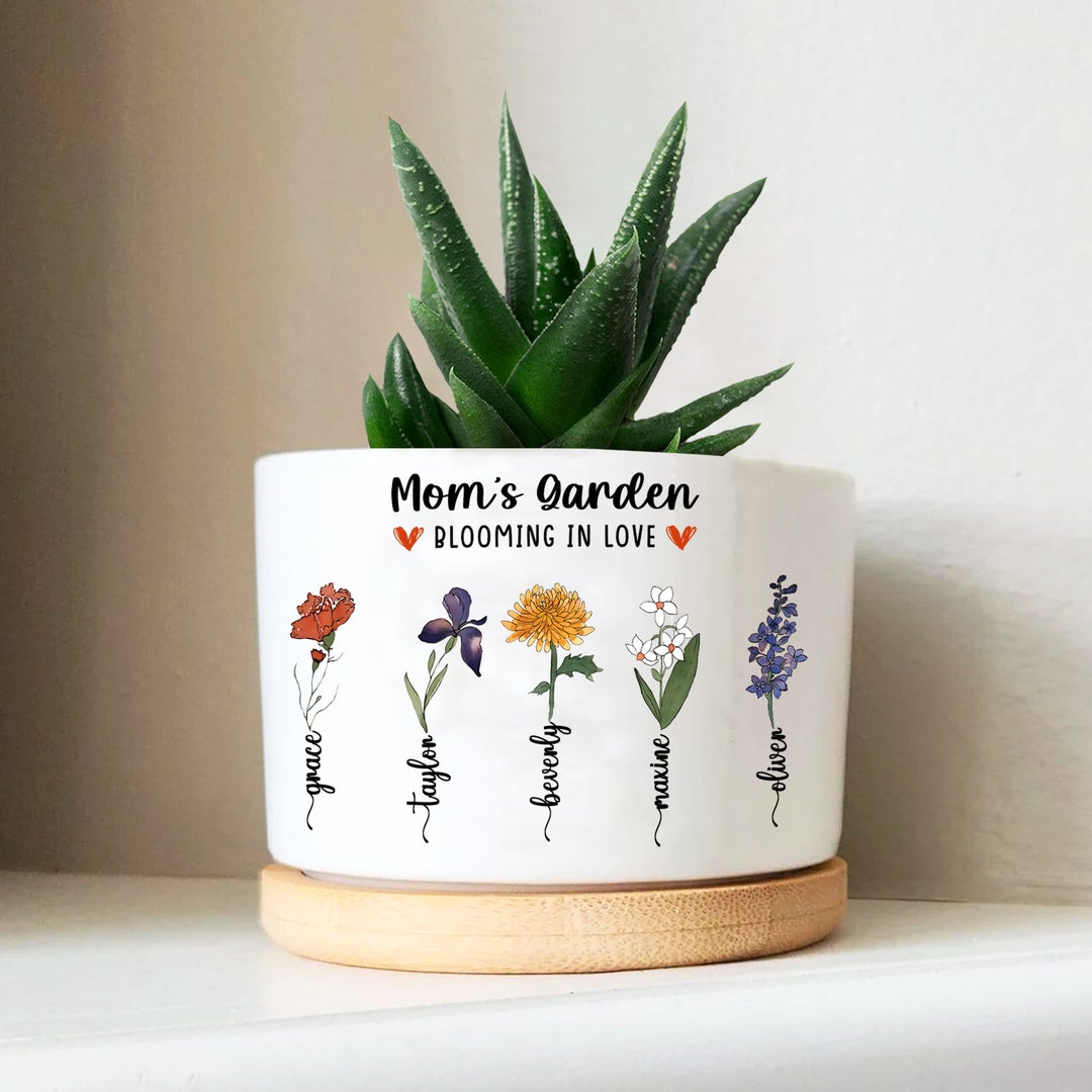 Personalized Mom's Garden Plant Pot Gifts for Mom, Custom Birth Flower ...