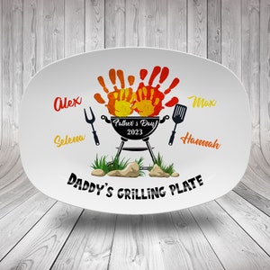 Custom Father's Day Gift With Kid's Handprint, Personalized BBQ ...